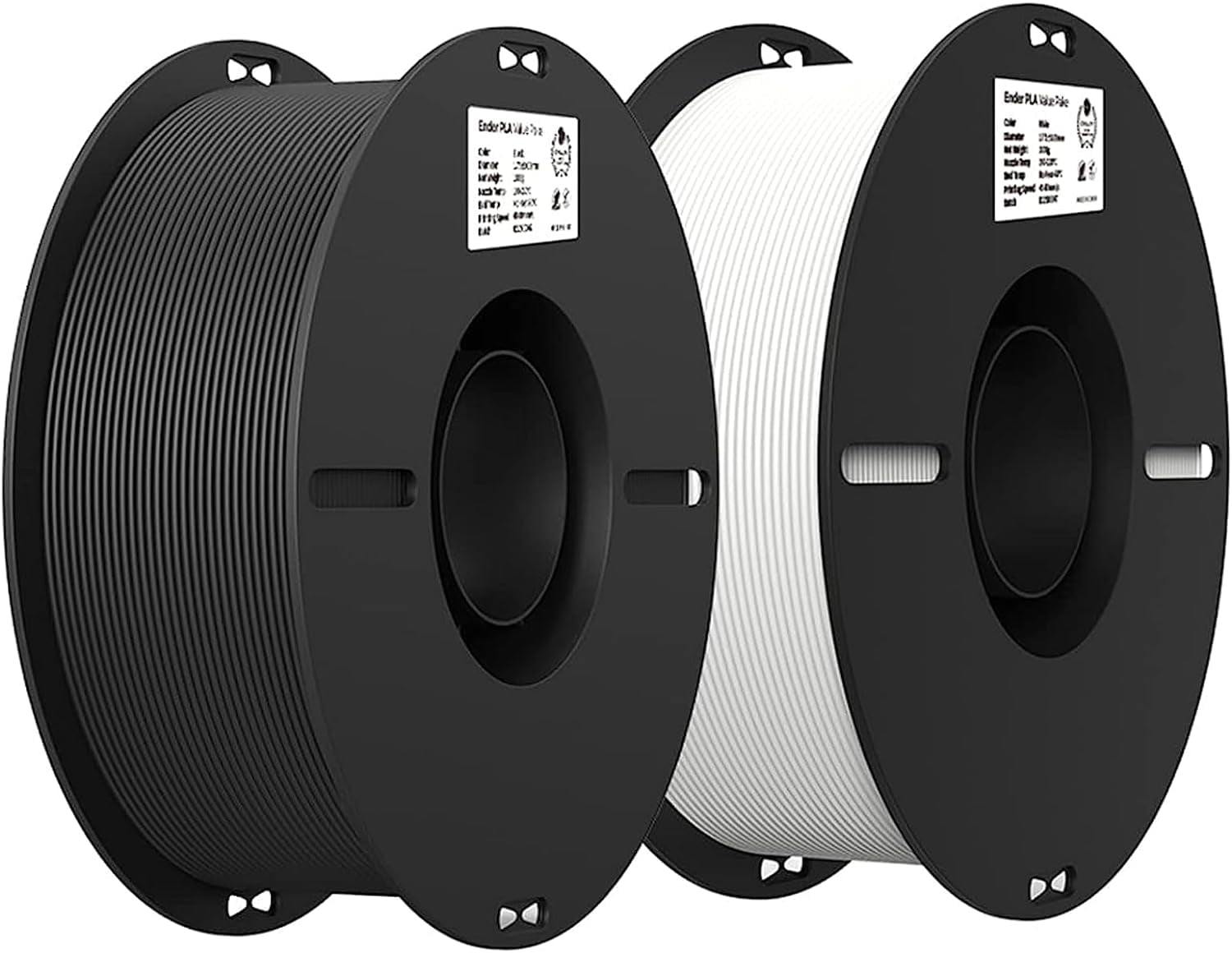 Creality 3D Printer Filament 2-Pack, 1.75mm PLA, 2kg Black & White, No ...