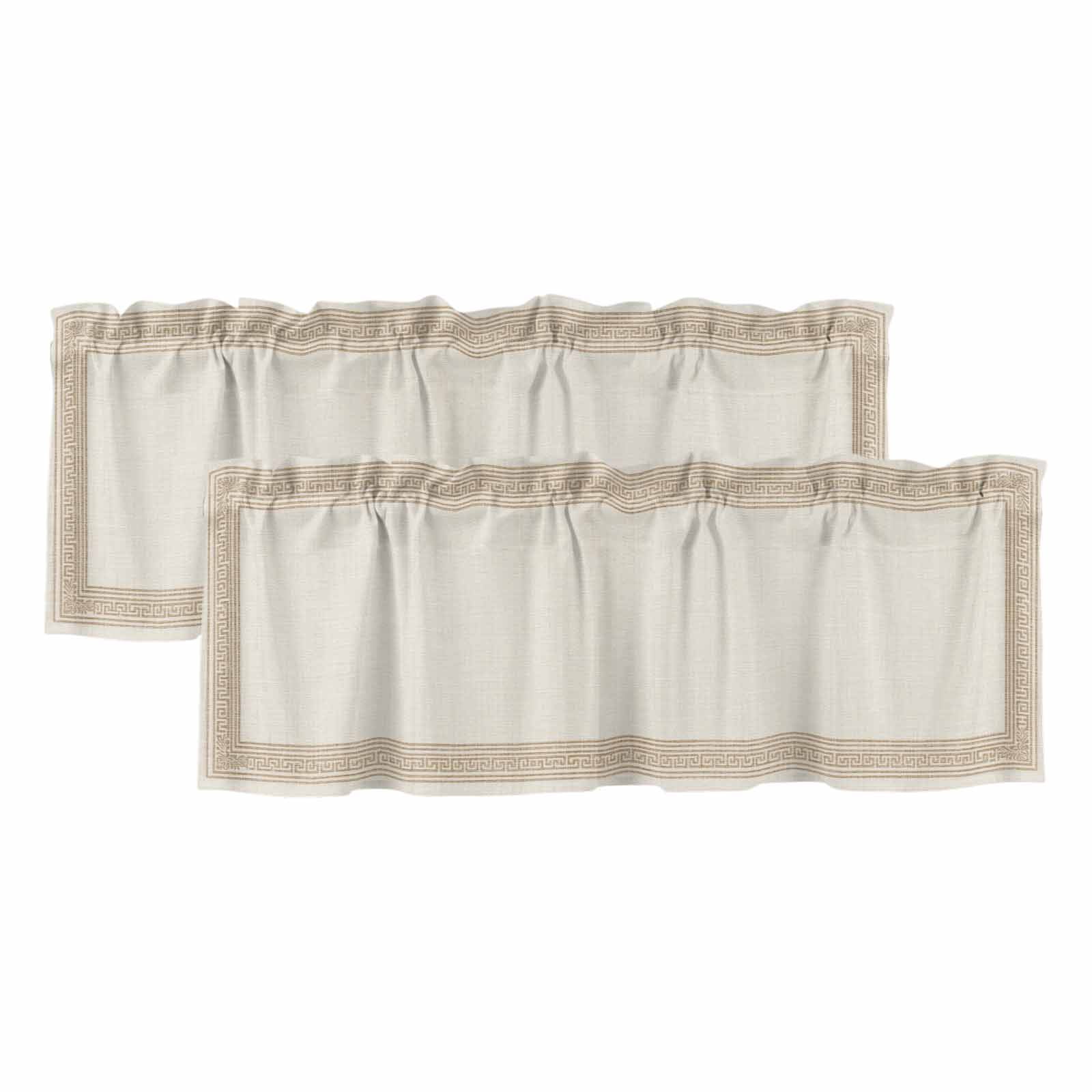 2 Pack Cream Retro Greek Key Valances for Windows Bedroom Living Room ...