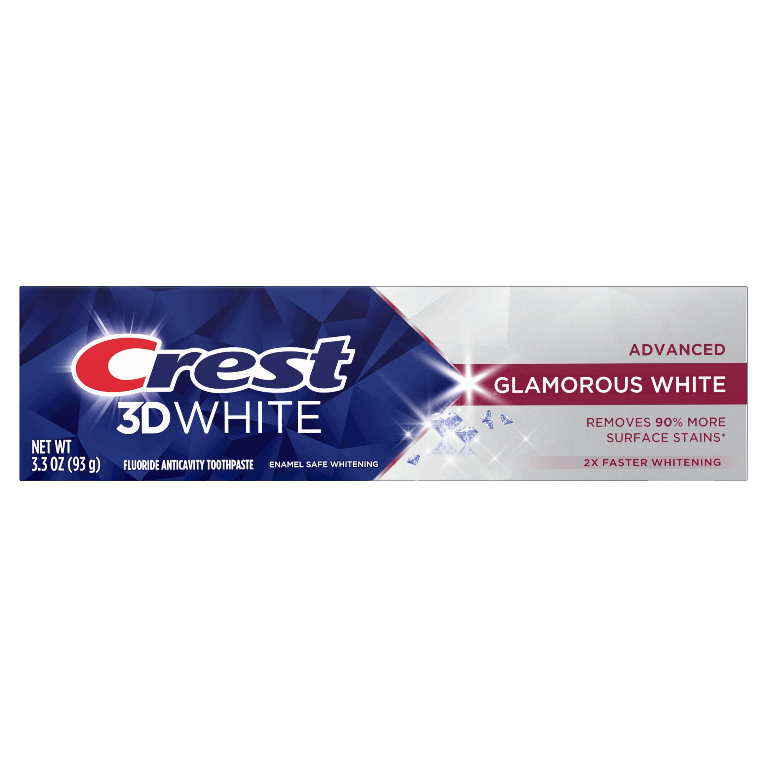 2 Pack - Crest 3D White Whitening Toothpaste - Glamorous White - 3.3 oz ...