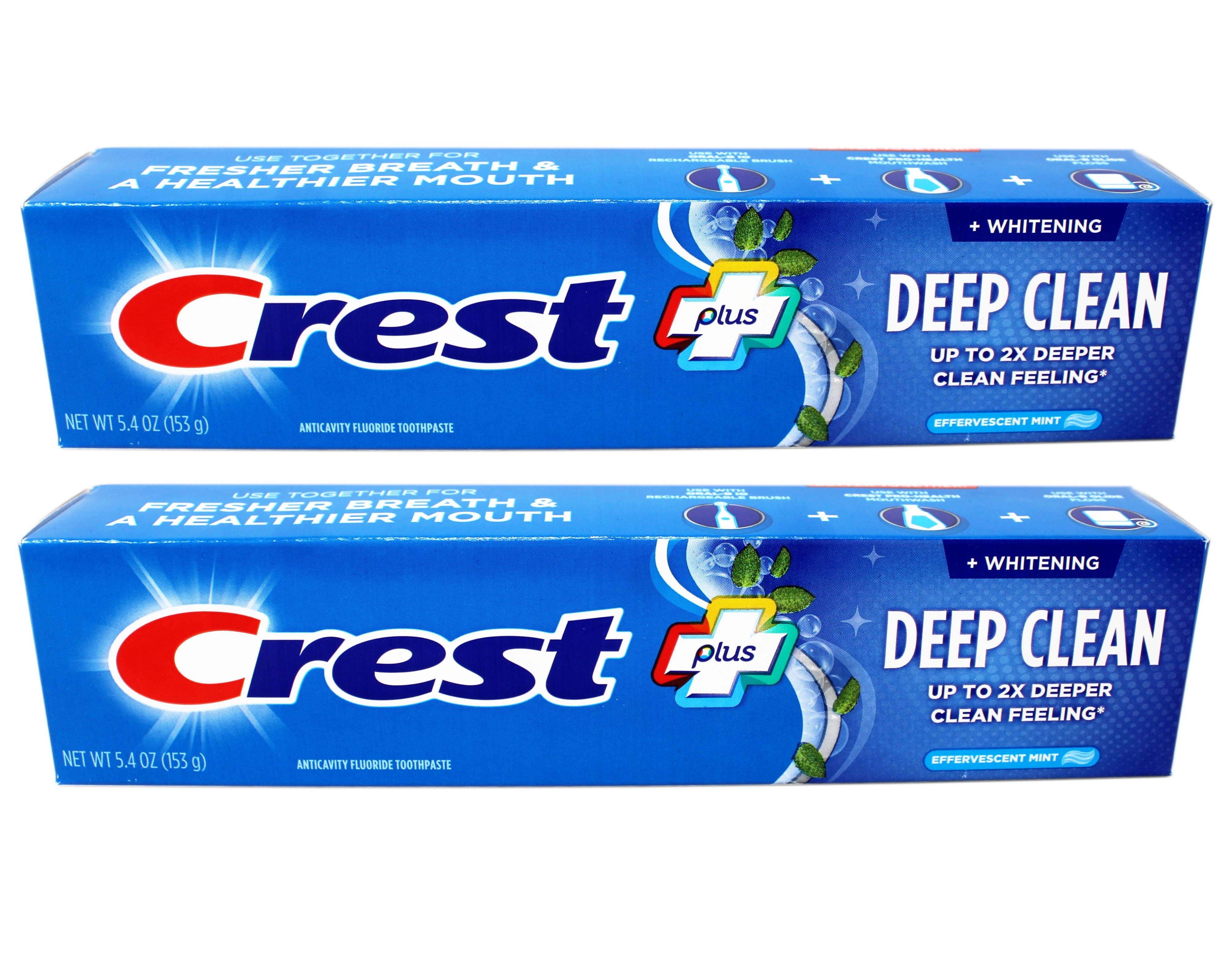 2 Pack - Crest Whitening Plus Deep Clean Toothpaste, Effervescent Mint ...
