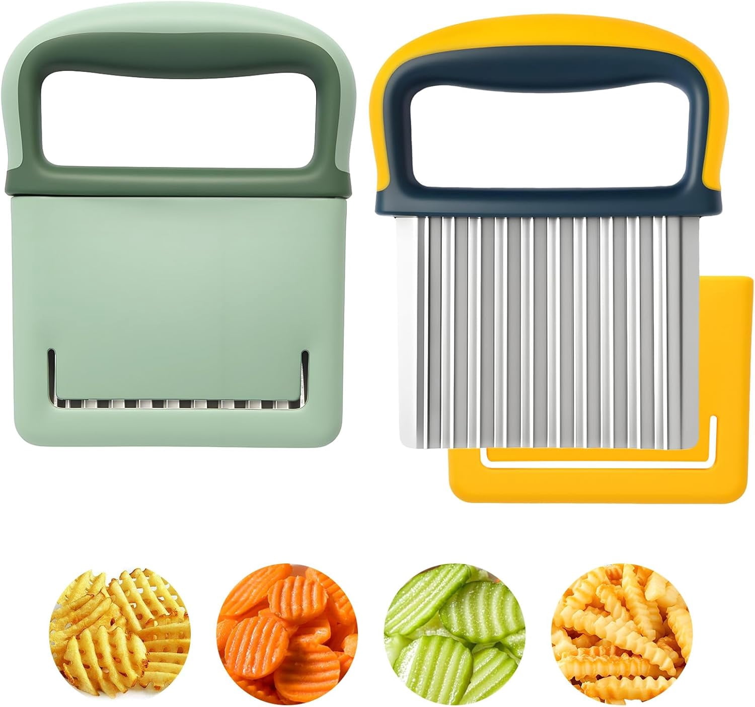 2 Pack Crinkle Cutter Set - French Fry Cutter for Potatoes, Premium ...