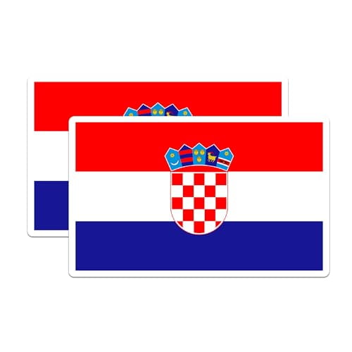 (2 Pack) Croatia World Flag Stickers - Croatian Pride - 5 Inches On ...