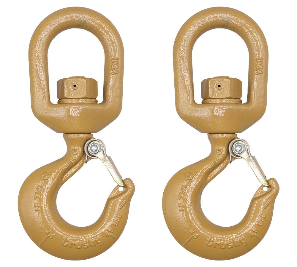 2 Pack Crosby L-322AN Swivel Hook with Latch - 3 Ton Working Load Limit ...