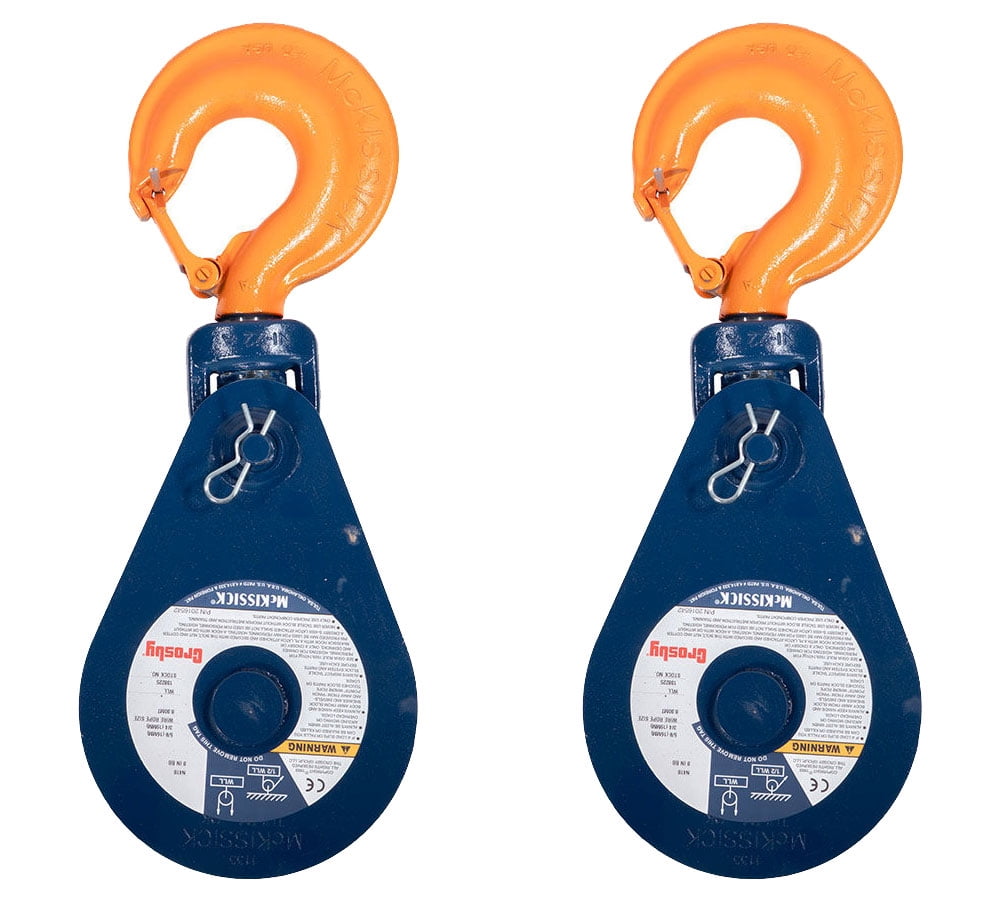 2 Pack Crosby McKissick 418 Snatch Block with Swivel Hook WLL 8 Ton 8 ...