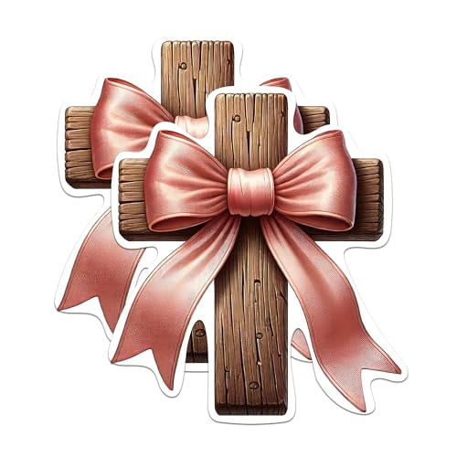 (2 Pack) Cross with Pink Bow Magnets - Christian Magnets - 5 Inches On ...