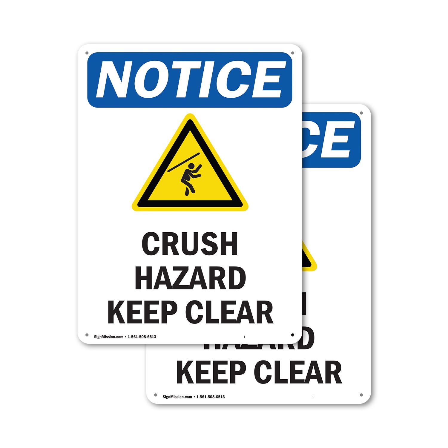 (2 Pack) Crush Hazard Keep Clear OSHA Notice Sign 10 Inch X 14 Inch ...