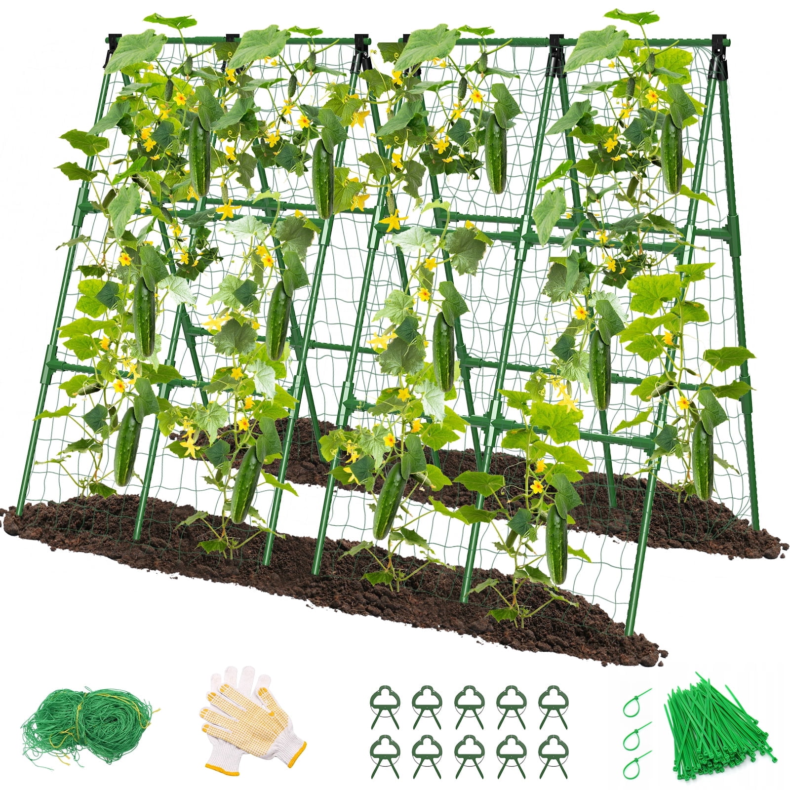 2 Pack Cucumber Trellis, Garden Trellis for Climbing Plants Outdoor, A ...