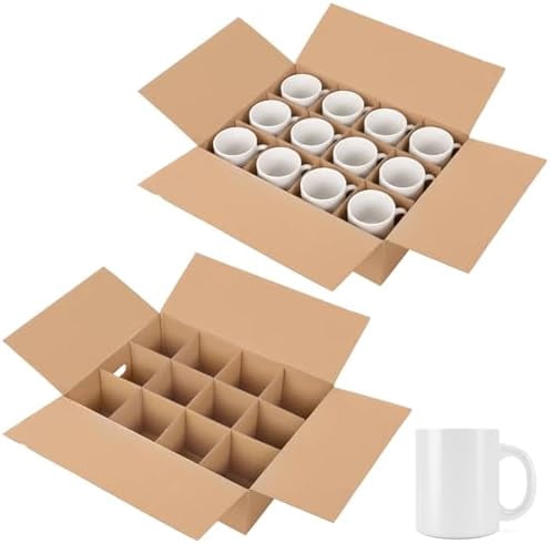 2 Pack Cup and Mug Moving Box Corrugated Holds 12 Mug Shipping Box 17 x ...
