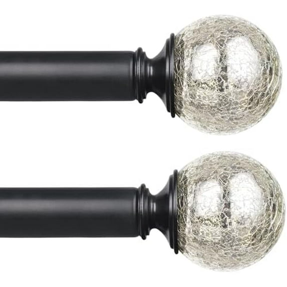 2 Pack Curtain Rod 32 to 58 Inches (2.6-4.8ft), Black Curtain Rods for ...
