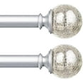 2 Pack Curtain Rod 32 to 58 Inches (2.6-4.8ft), Silver Curtain Rods for ...