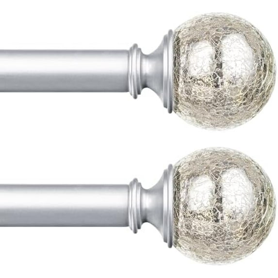 2 Pack Curtain Rod 32 to 58 Inches (2.6-4.8ft), Silver Curtain Rods for ...