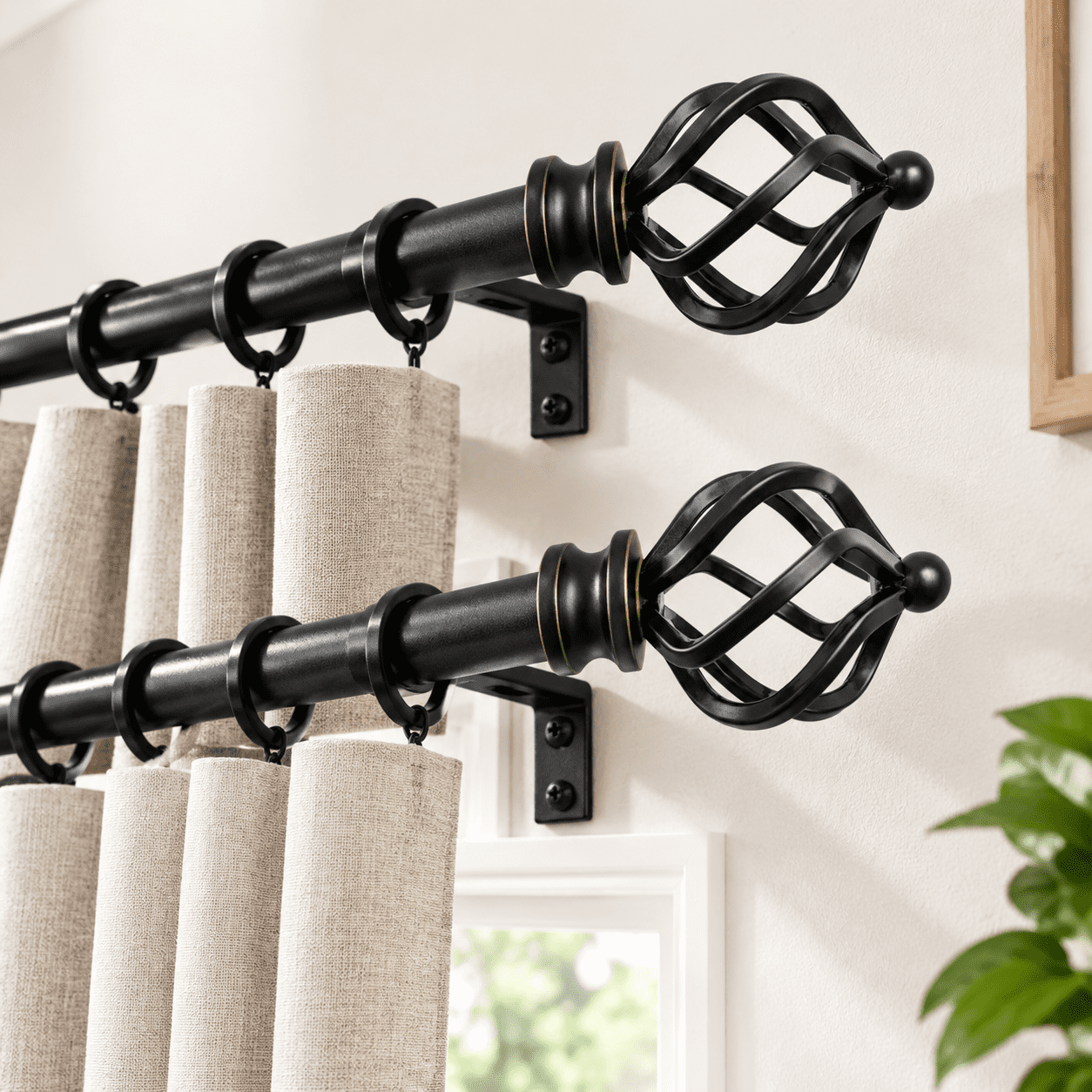 2 Pack Curtain Rods 32 To 58 Inch Adjustable Single Rod Black - Walmart.com