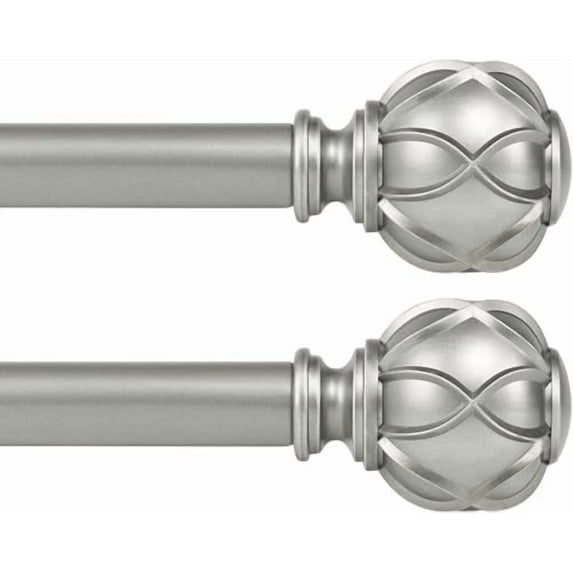2 Pack Curtain Rods for Windows 48 to 84 Inch, Antique Silver Heavy ...