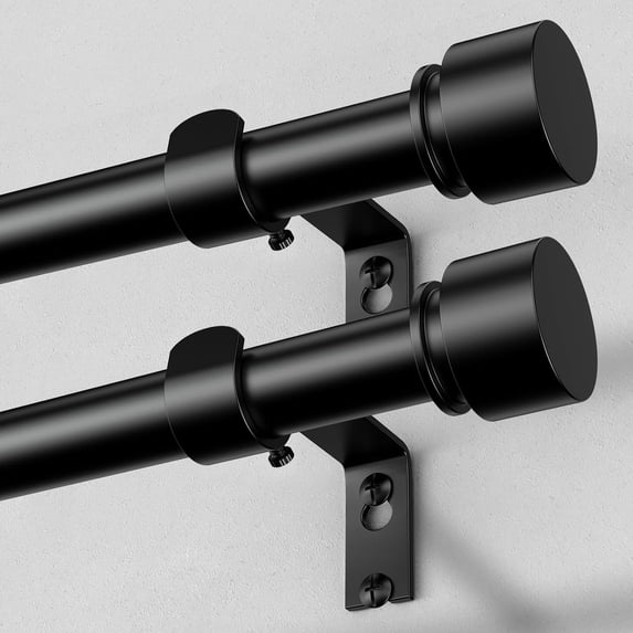 2 Pack Curtain Rods for Windows 48 to 84 Inch, Black Modern 1 Inch ...