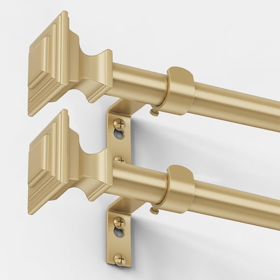 2 Pack Curtain Rods for Windows 48 to 84 Inch, Gold 1 Inch Adjustable ...
