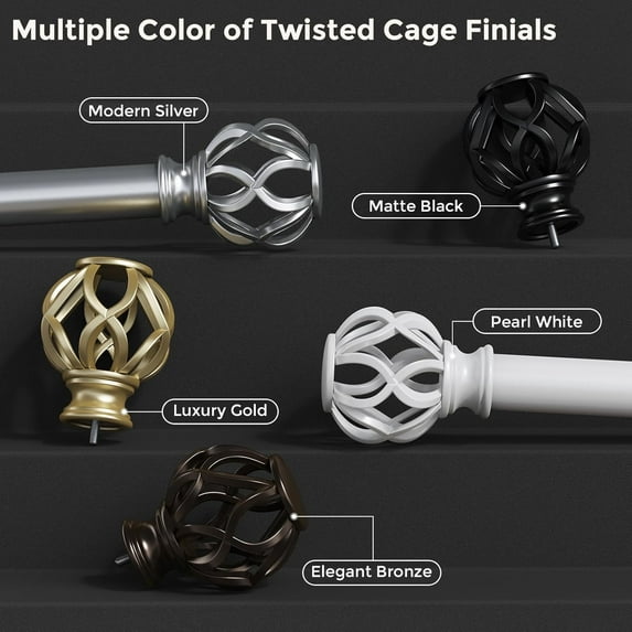 2 Pack Curtain Rods for Windows 48 to 84 Inch, Matte Black Decorative 1 ...