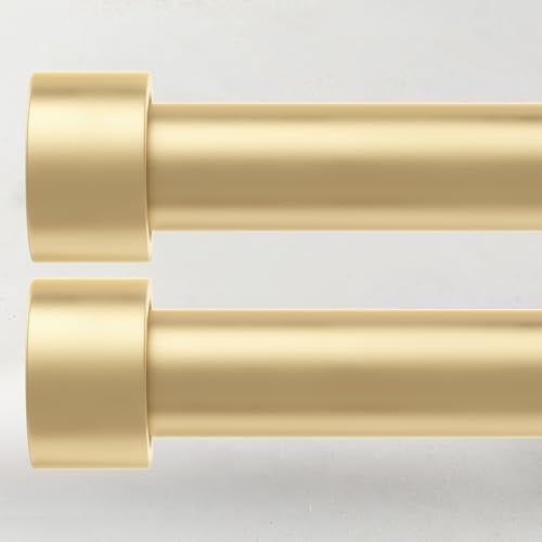 2 Pack Curtain Rods for Windows 66 to 120 Inch(5.5-10ft), 1 Inch Gold ...
