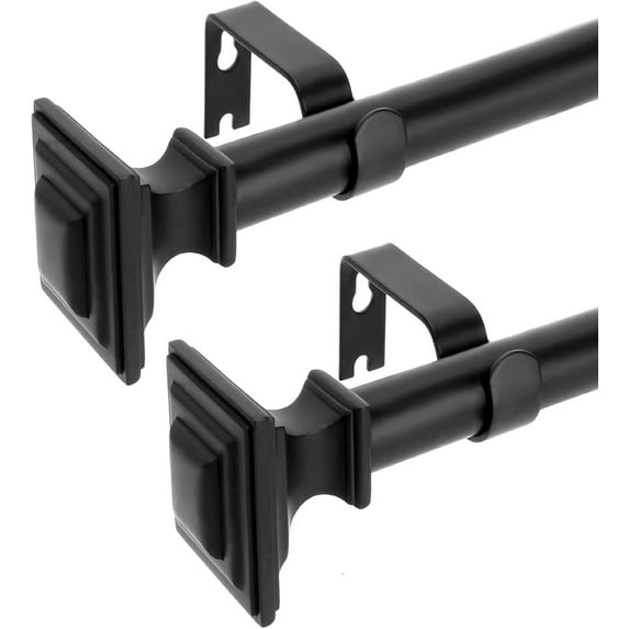 2 Pack 48-84 Inch Black Curtain Rods, 1 Inch Diameter Matte Black ...
