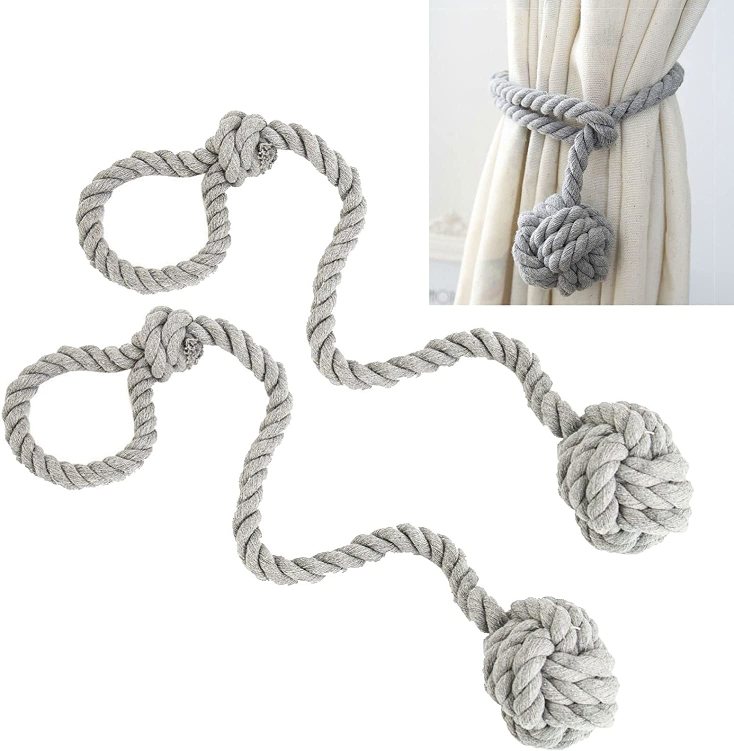 2 Pack Curtain Rope Tiebacks, Retro Handmade Curtain Ropes Holdbacks ...