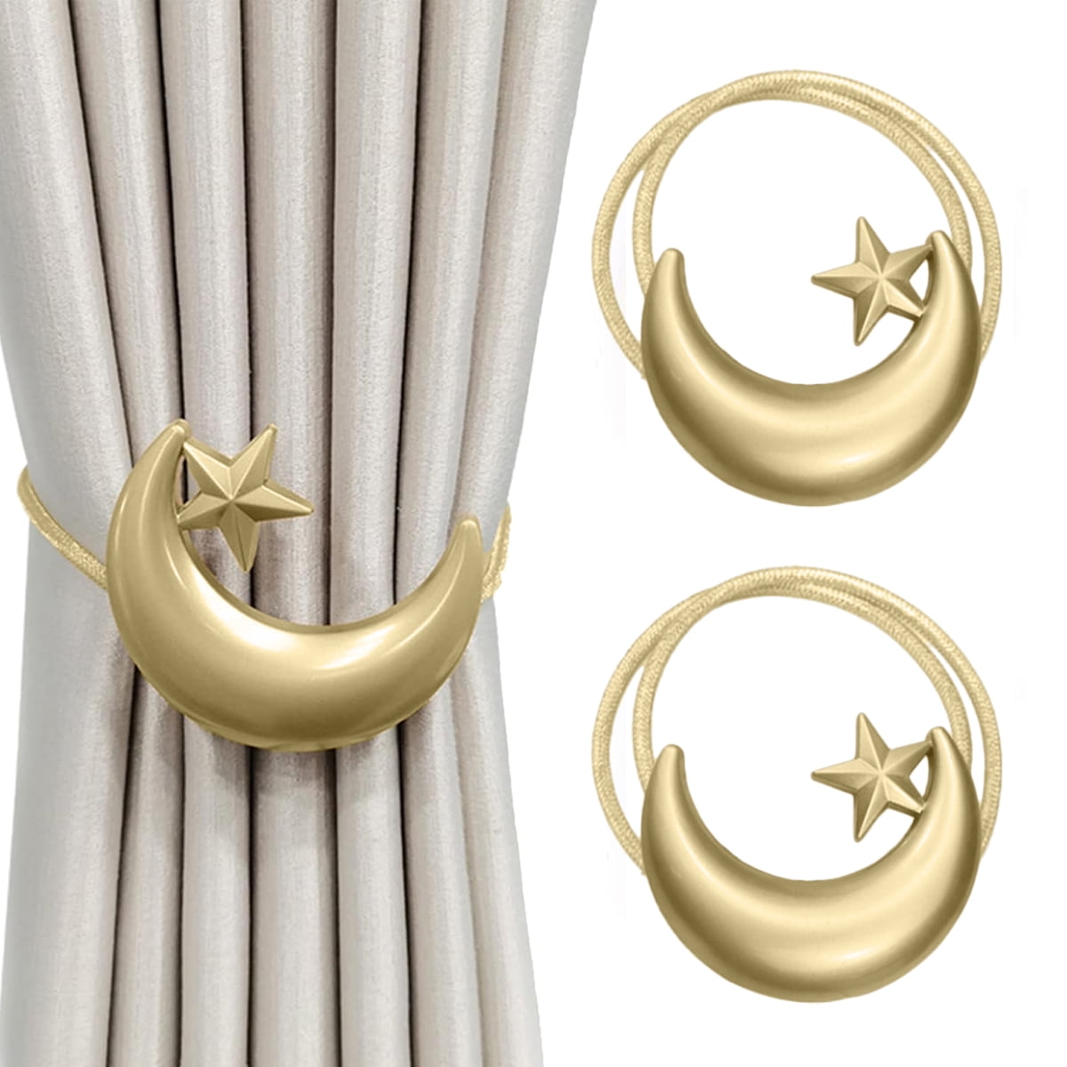 2 Pack Curtain Tie,Magnetic Curtain Tiebacks,Star Moon Curtain ...