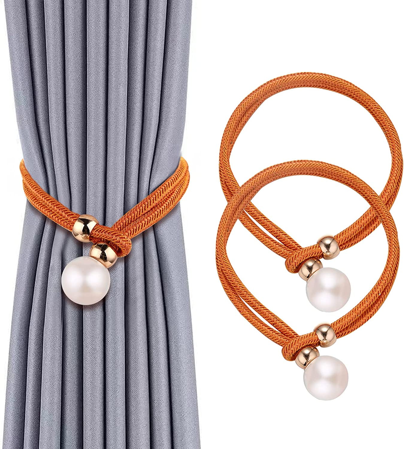 2 Pack Curtain Tiebacks, Adjustable Pull-Out Rope Tie Back with Large ...