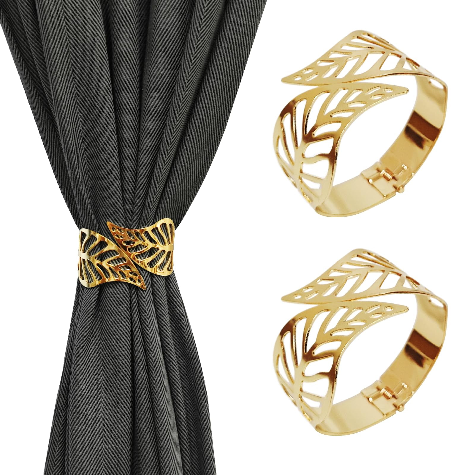 2 Pack Curtain Tiebacks Curtain Holdbacks Aluminum Alloy Spring Design ...