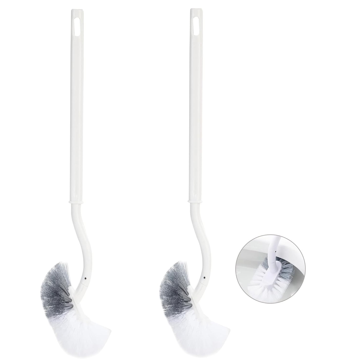 2 Pack Curved Toilet Bowl Brushes for Bathroom, Easy Handy Compact ...