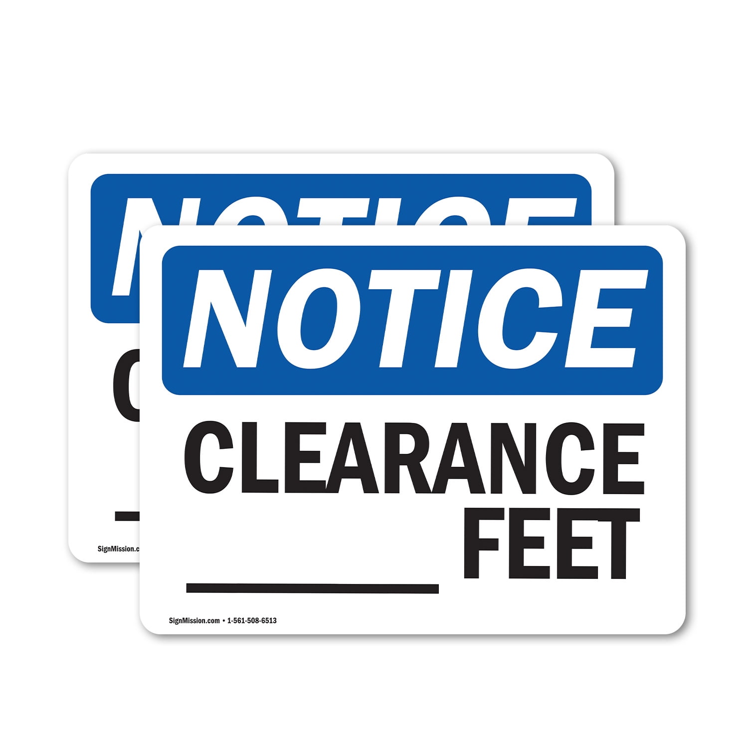 (2 Pack) Custom Clearance -Ft OSHA Notice Sign 18 Inch X 12 Inch Vinyl ...