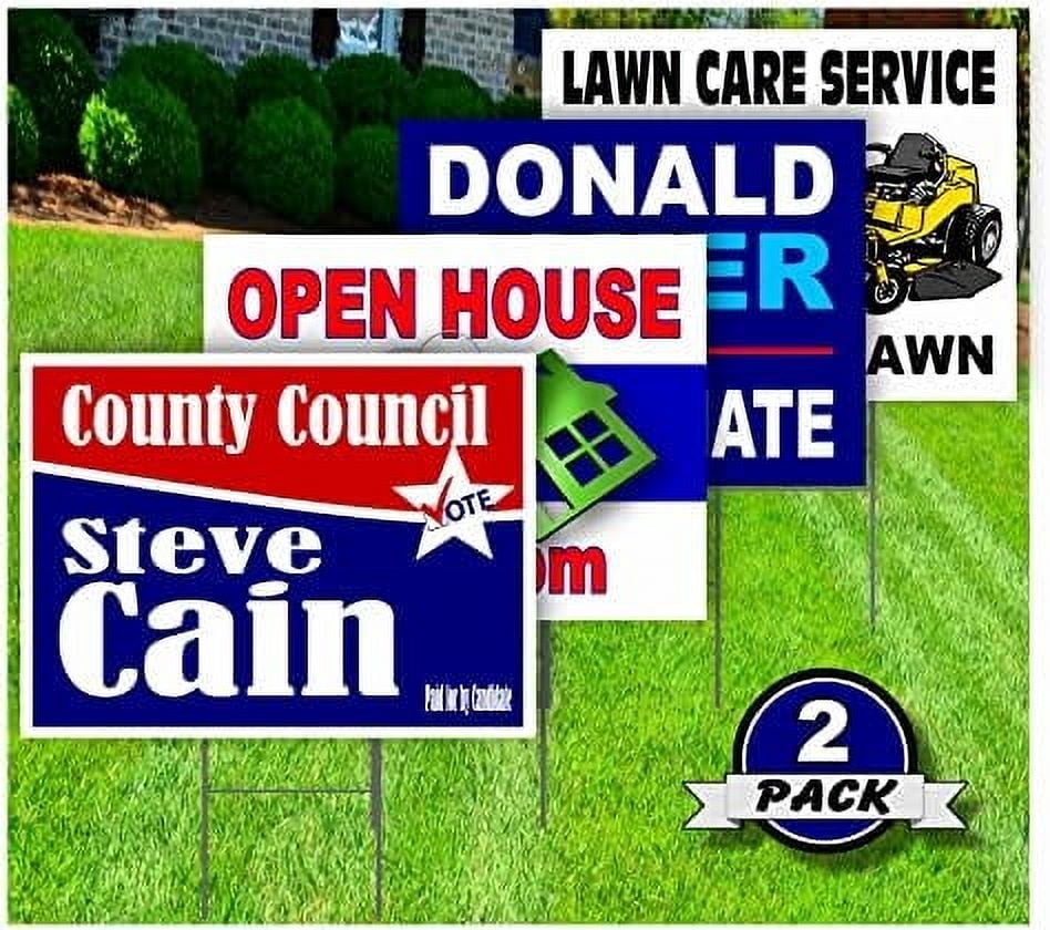 2 Pack Custom Yard Signs 18x24 Full Color Custom Design 2 Sided ...