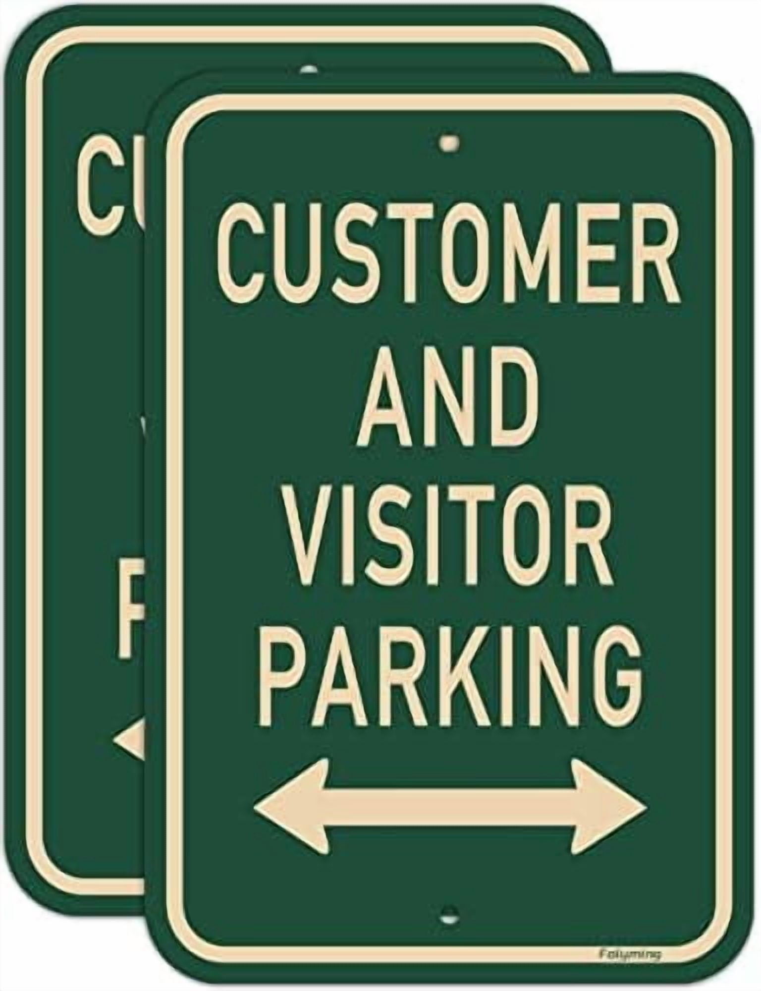 2 Pack Customer and Visitor Parking Signs with Bi-directional Arrow 18 ...
