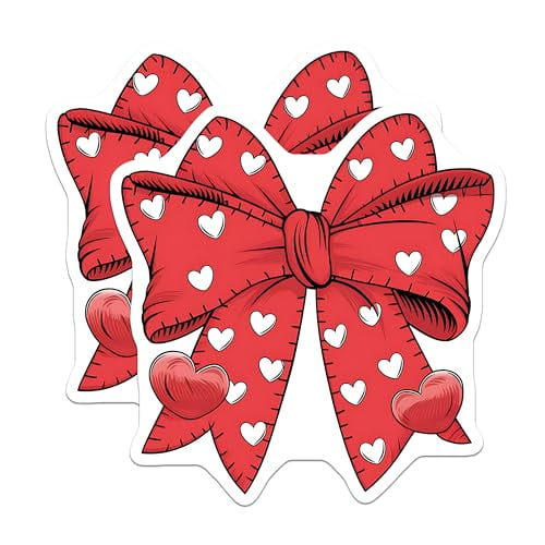 (2 Pack) Cute Bow Heart Magnets - Adorable Red Bow with Hearts Magnets ...