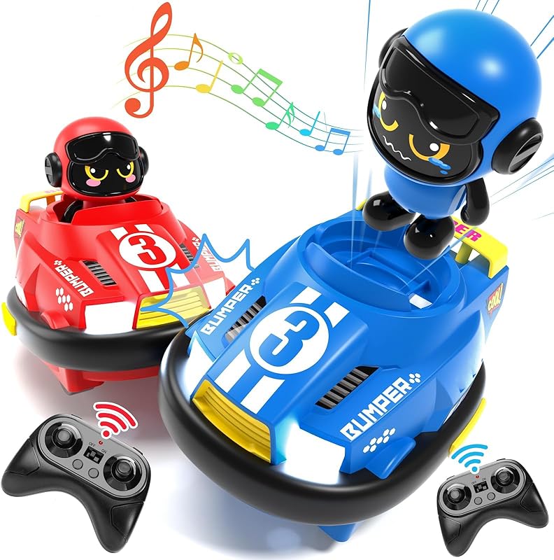 2 Pack Cute Cartoon Remote Control Bumper Car for Toddlers-Mini RC Cars ...