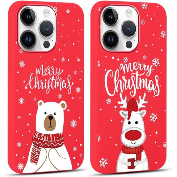 2 Pack Cute Christmas Case for iPhone 14 Pro 6.1", Red Merry Christmas ...
