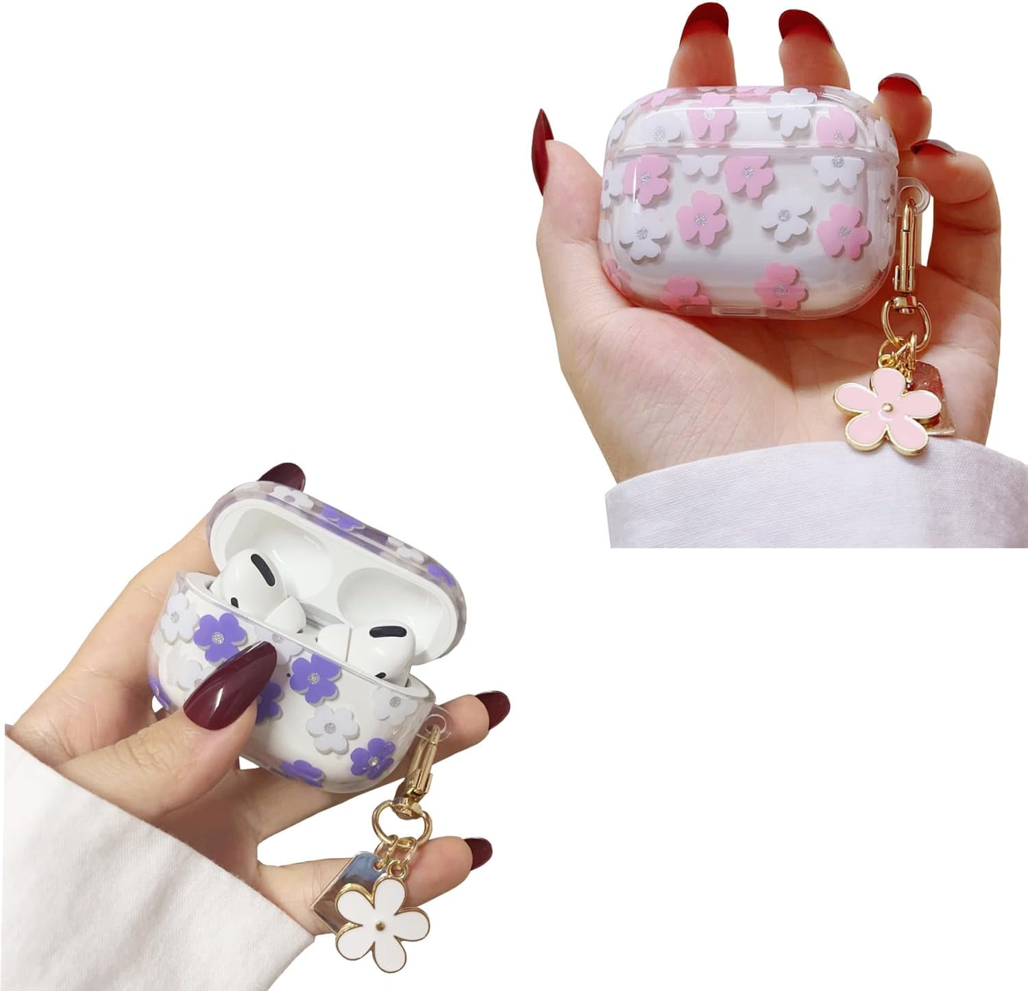 2 Pack Cute Clear Flower Floral AirPod 3 Case for Women Girl - Walmart.com