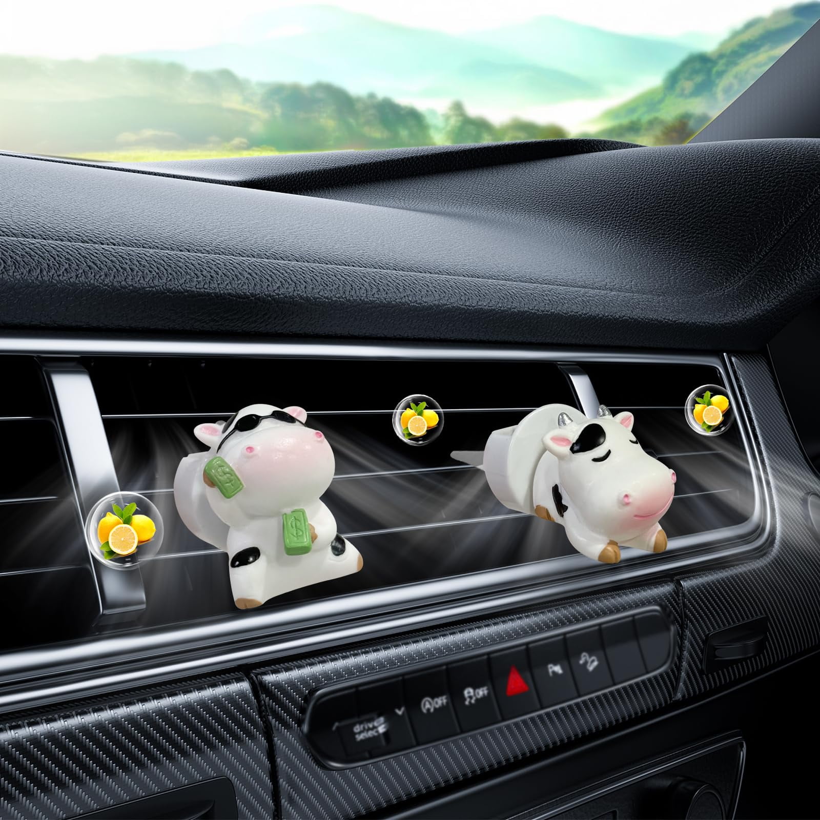 2 Pack Cute Cow Car Air Vent Clips [Rich & Dream Cow], Funny Adorable ...