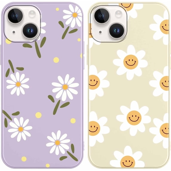 2 Pack Cute Daisy Flowers for iPhone 13/14 6.1" Phone Case, Smile ...