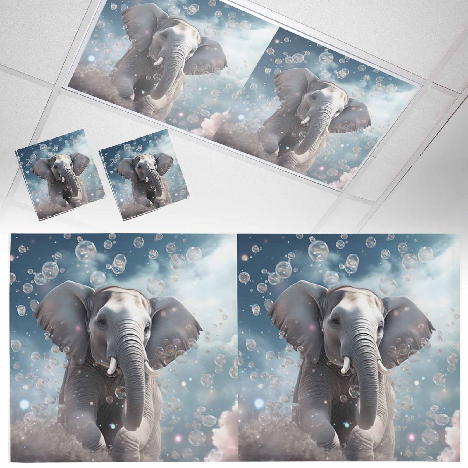 2 Pack Cute Elephants Fluorescent Light Covers for Ceiling Lights ...