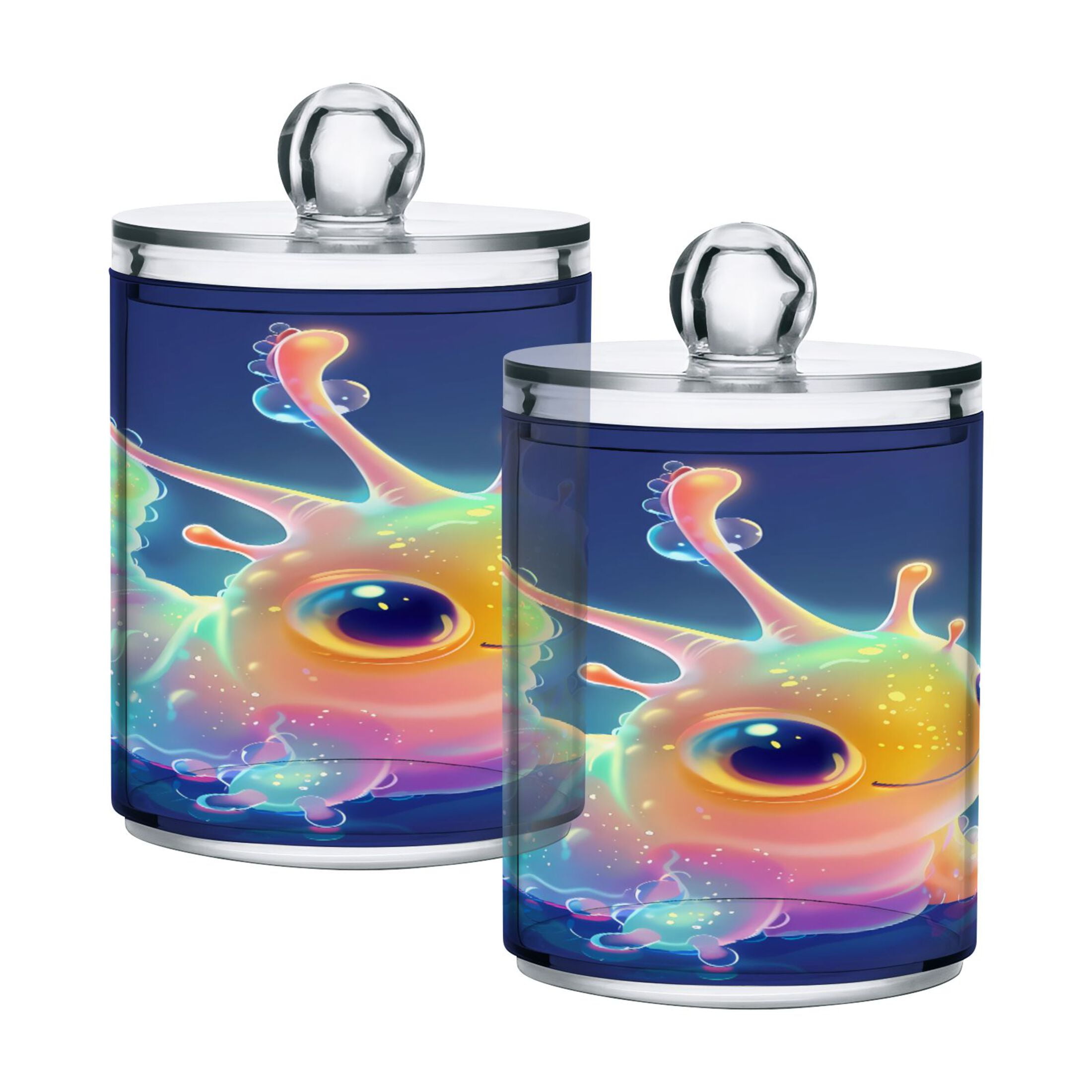 2 Pack Cute Glow Sea Slug Qtip Holder Dispenser Clear Plastic Storage ...