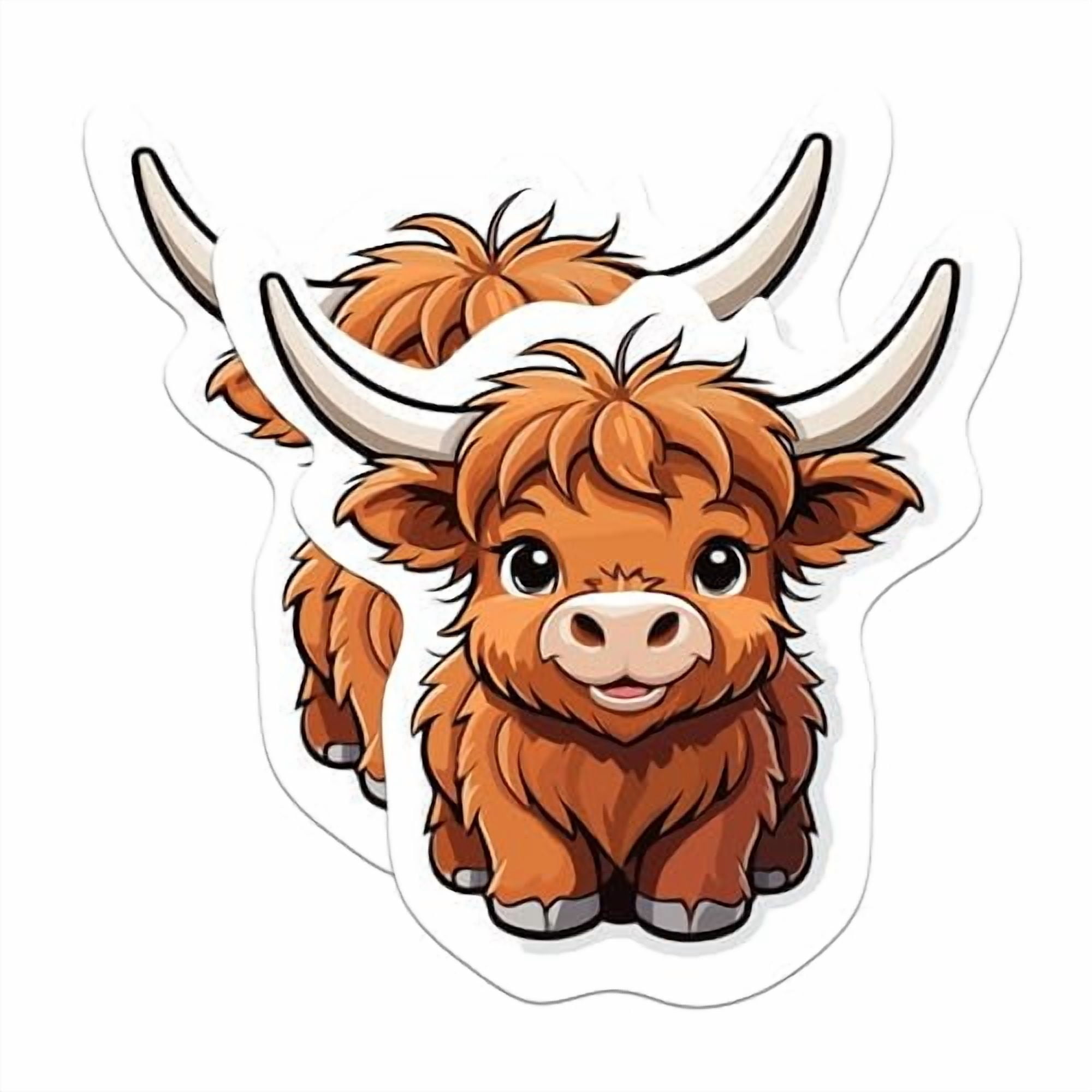 (2 Pack) Cute Highland Cow Magnets - Cartoon Highland Cow - 5 Inches On ...