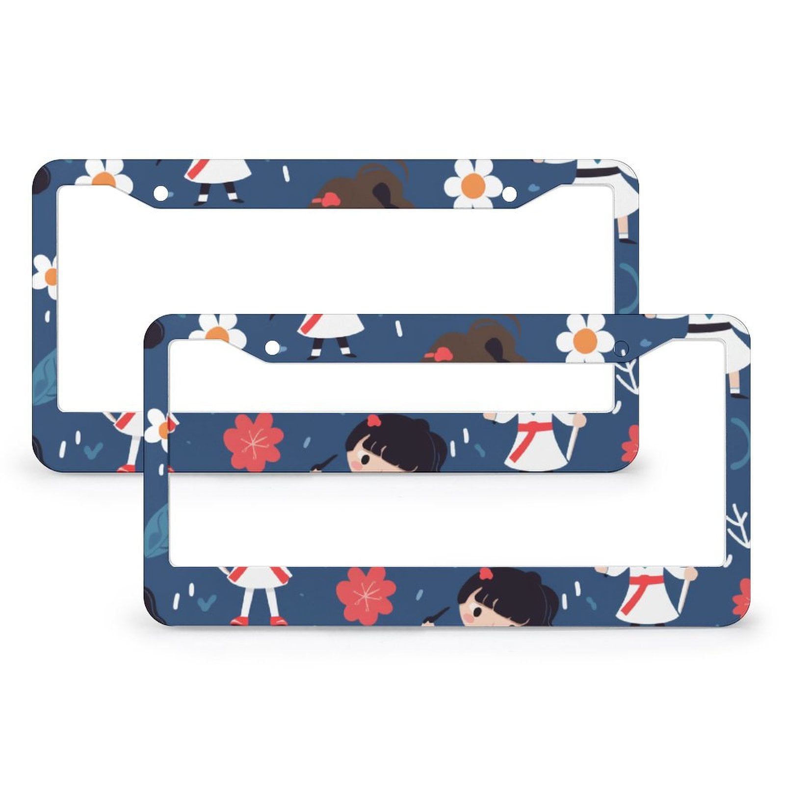 2 Pack Cute Karate Girl License Plate Cover Karate Present Car License ...