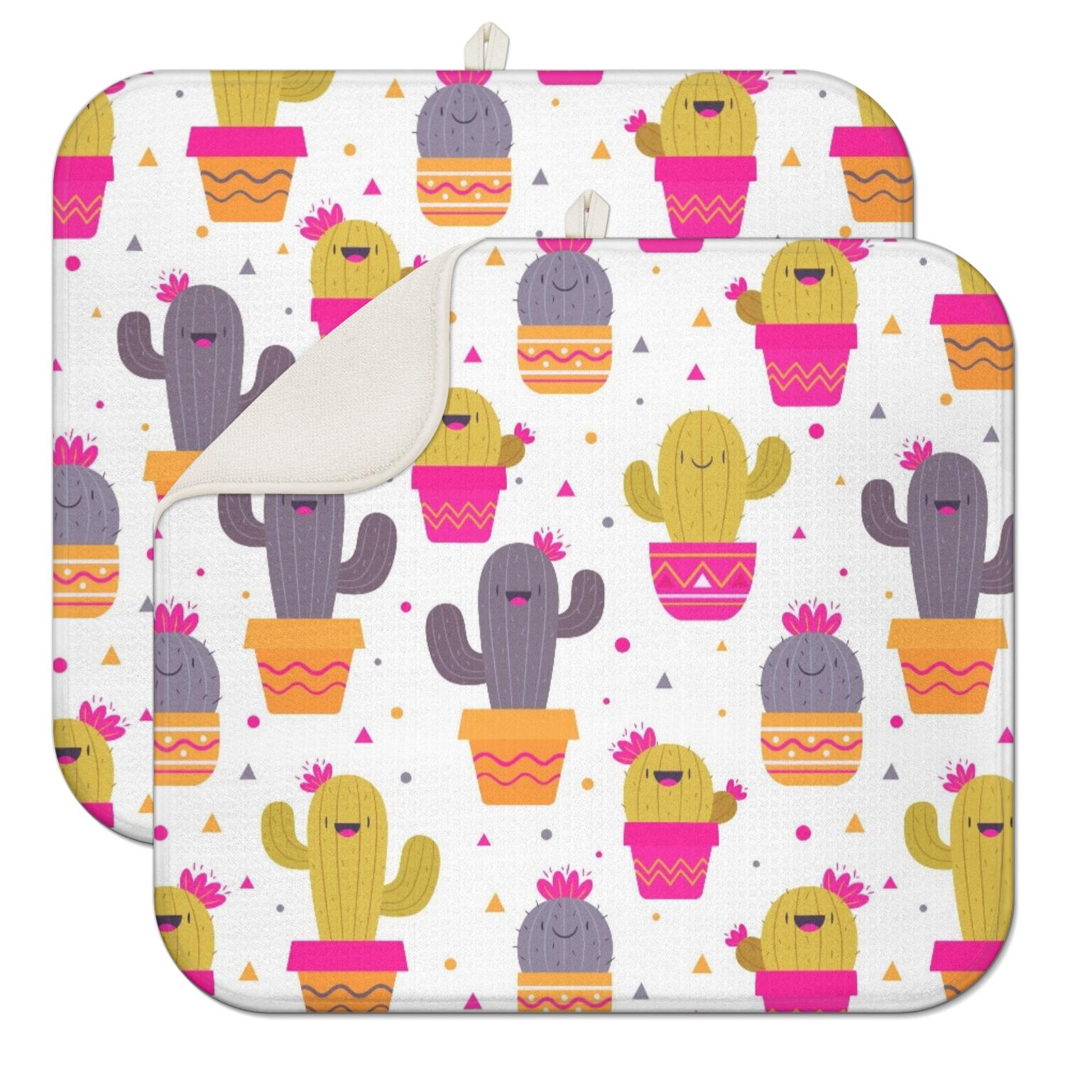 2 Pack Cute Kawaii Cactus Drying Mats Super Absorbent Microfiber ...