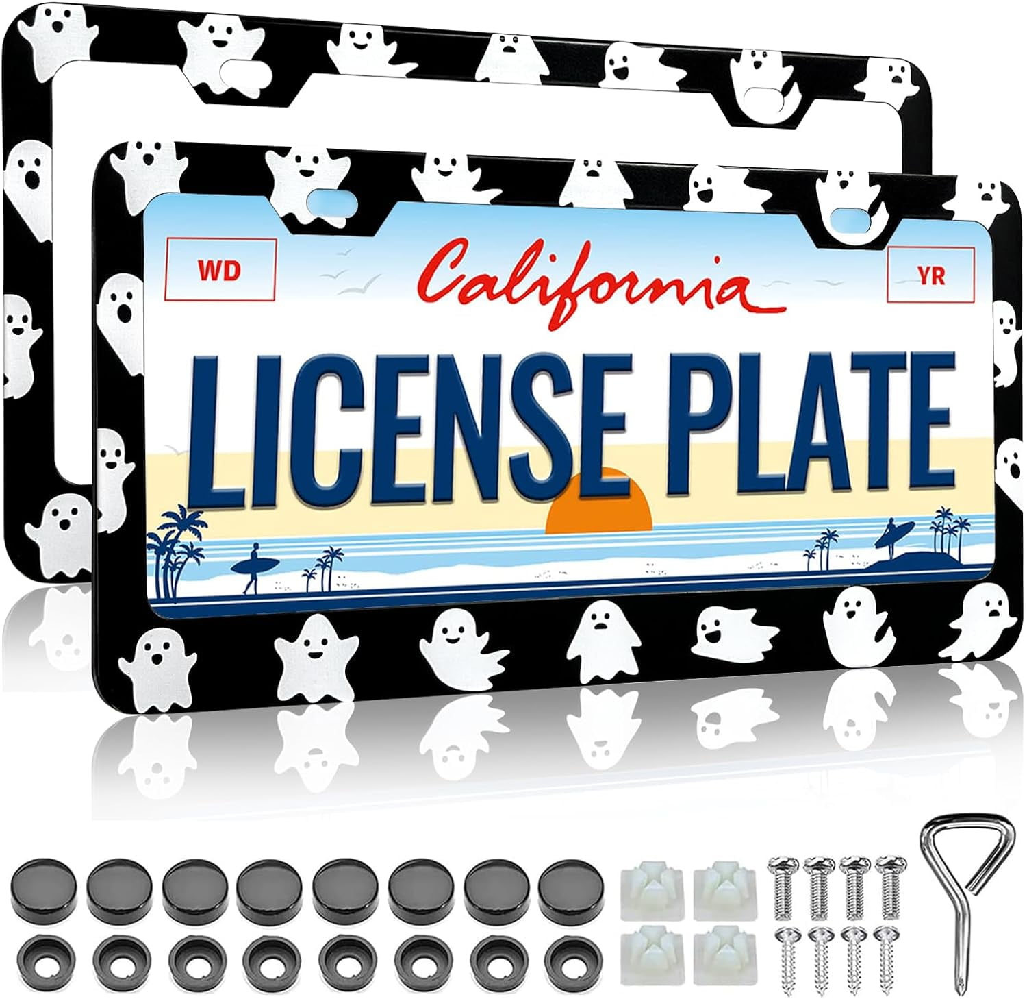 2 Pack Cute Little Dancing Ghosts License Plate Frame - Car Plate ...