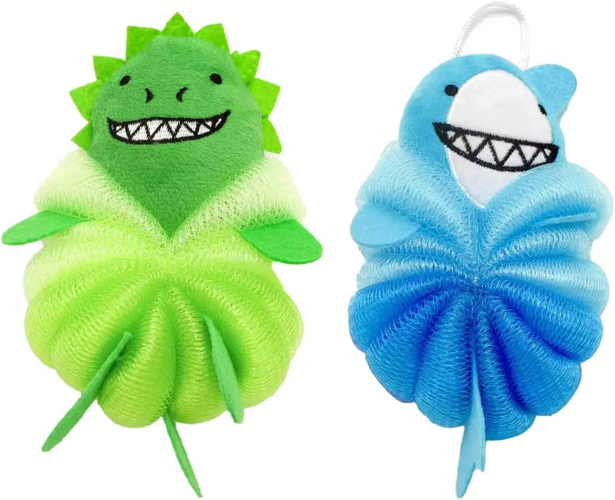2 Pack Cute Loofah Fun Colorful Cartoon Design Mesh Pouf 7” x 4” Shower ...