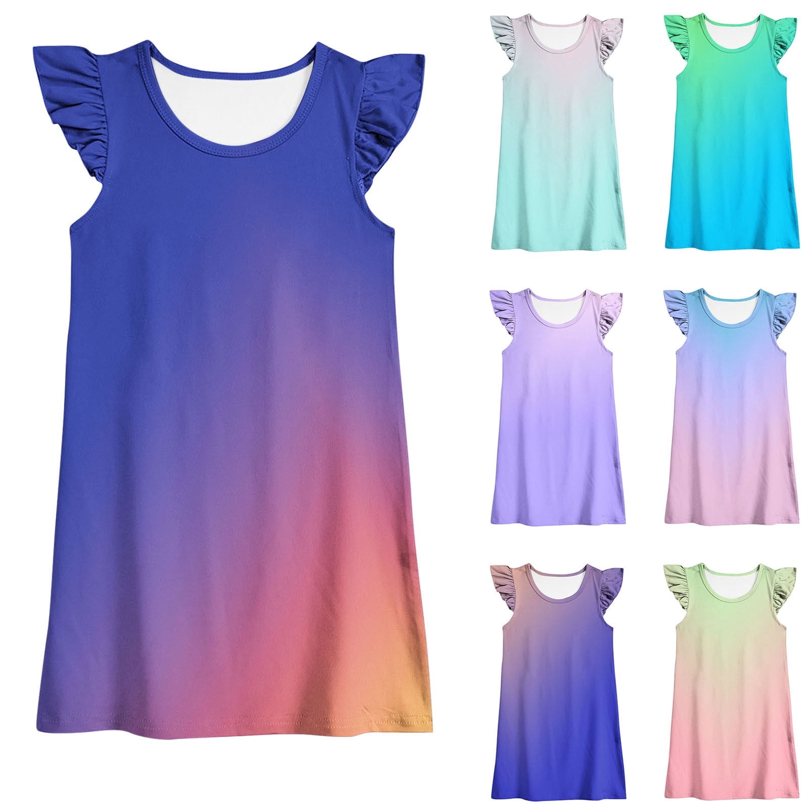 2 Pack Cute Mini Dresses for Toddlers Girls Ruffle Cap Sleeve ...