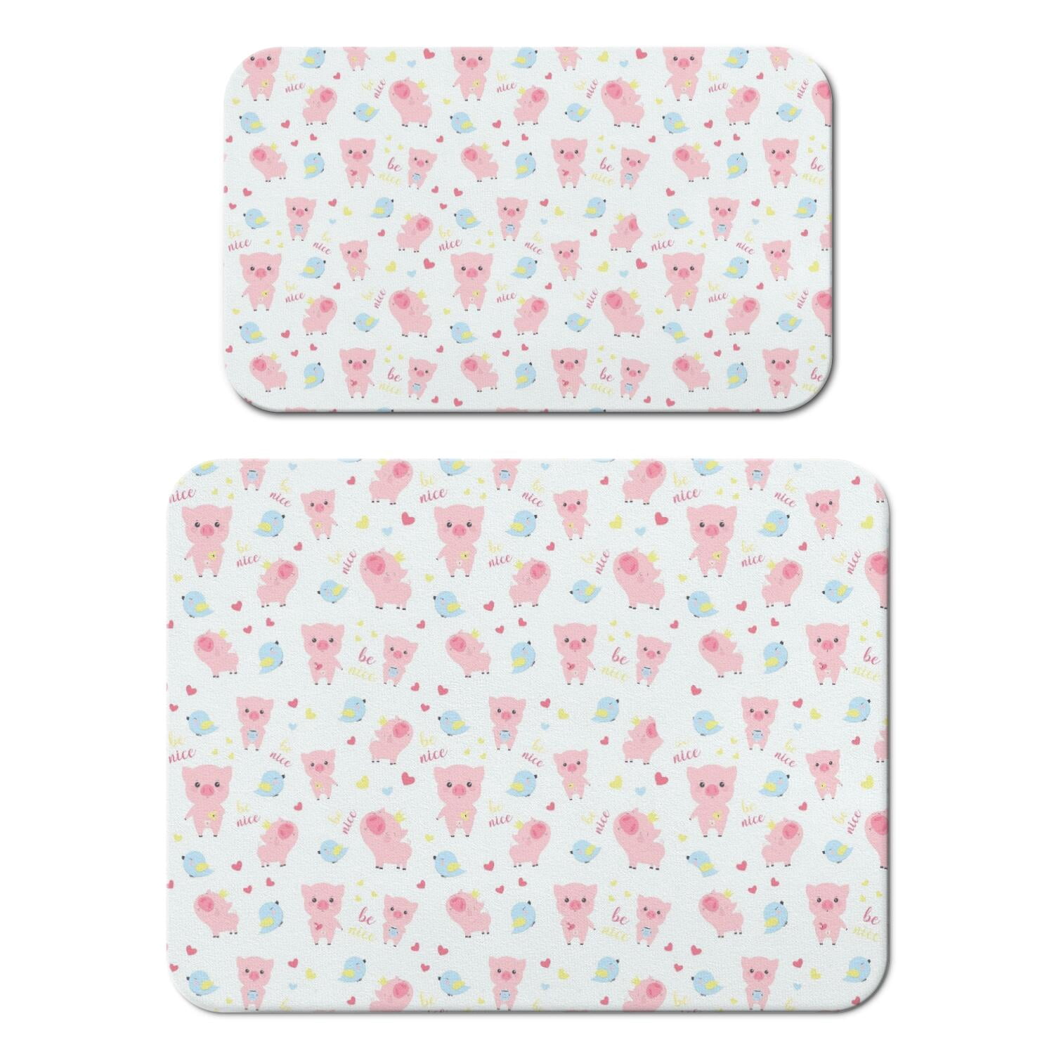 2 Pack Cute Pig Print Coffee Maker Mat Set - Absorbent Non-Slip Kitchen ...