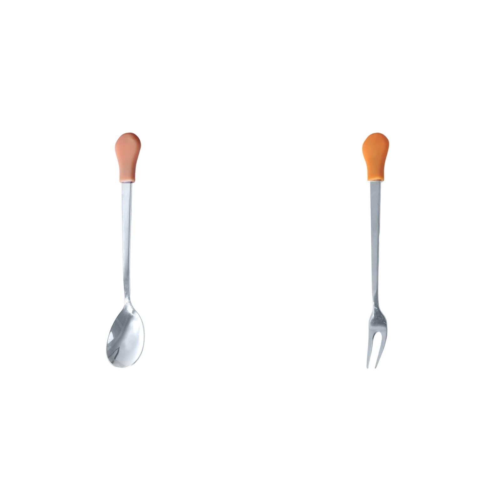 2-Pack Cute Silicone Handle Pet Food Can Spoon & Fork Set, 5.9 ...