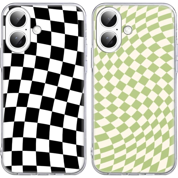 2 Pack Cute Twist Checkered Grid Phone Case for iPhone 16 Plus 6.7 ...