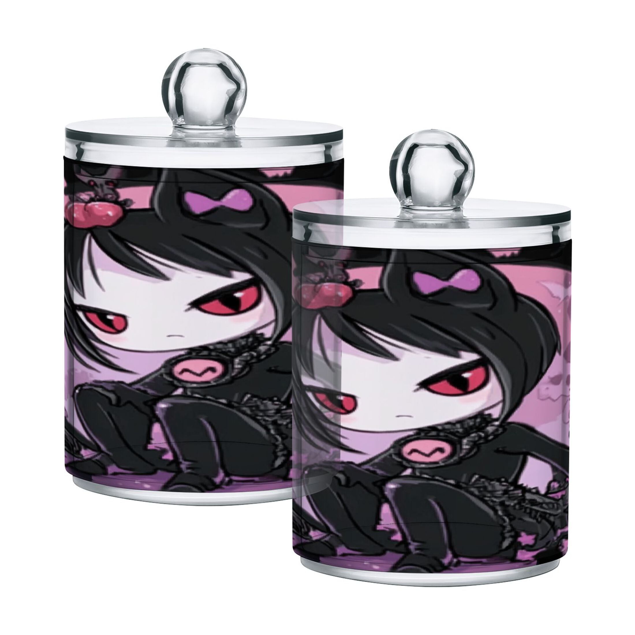 2 Pack Cute Vampire with Cat Ears Qtip Holder Dispenser Clear Plastic ...