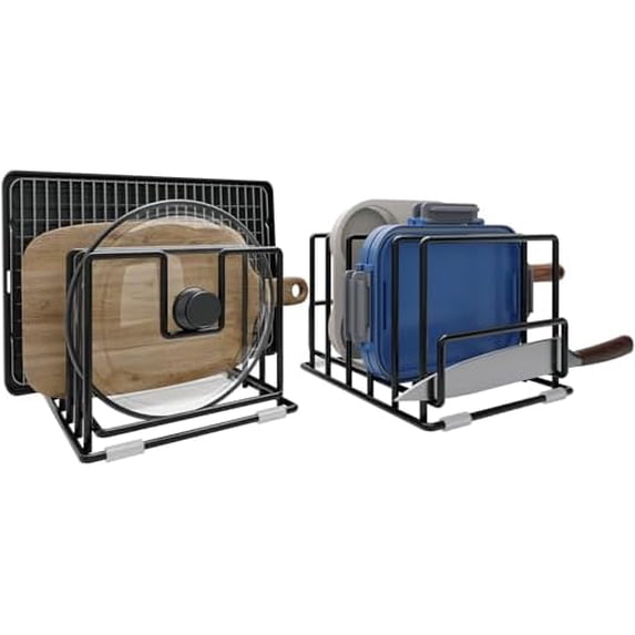 2 Pack Cutting Board Organizer and Pot Lid Holder, Kitchen Cabinet ...