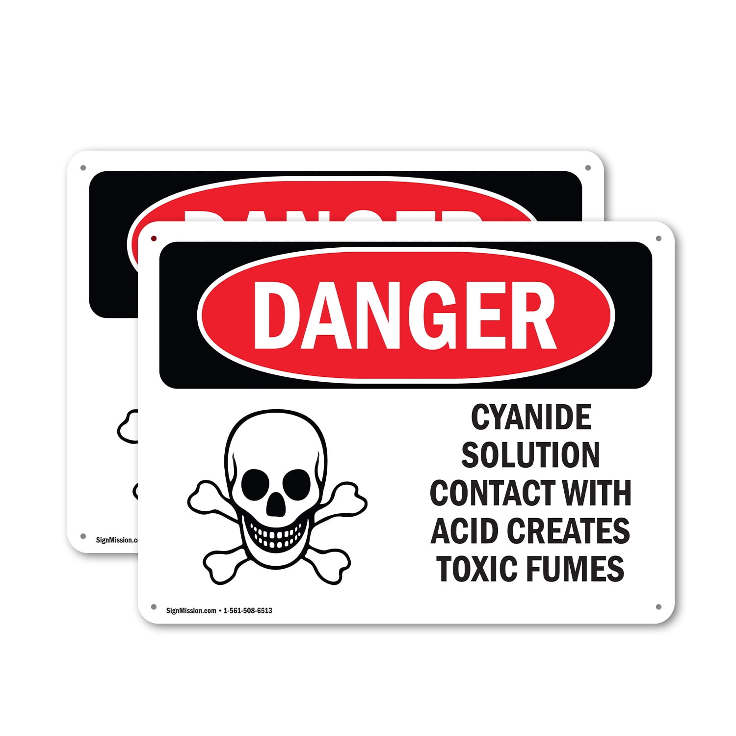 (2 Pack) Cyanide Solution OSHA Danger Sign 18 Inch X 12 Inch Plastic ...